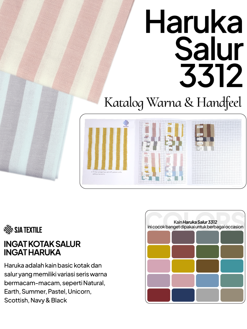 Jual Katalog Haruka Salur 3312 by SJA Textile / Catalogue Haruka Kotak Catalog Kain Warna dan ...