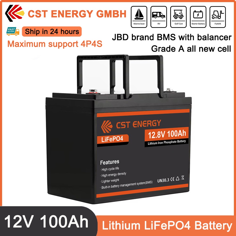 Jual Cst energy 12V 100Ah baterai lifepo4 BMS rechargeable baterai ...