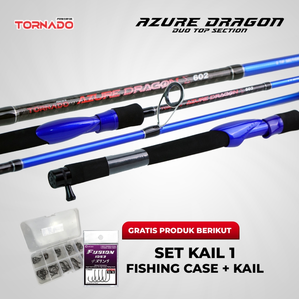Jual [FREE 1 KOTAK SET KAIL] TORNADO Joran Spinning AZURE DRAGON Duo ...