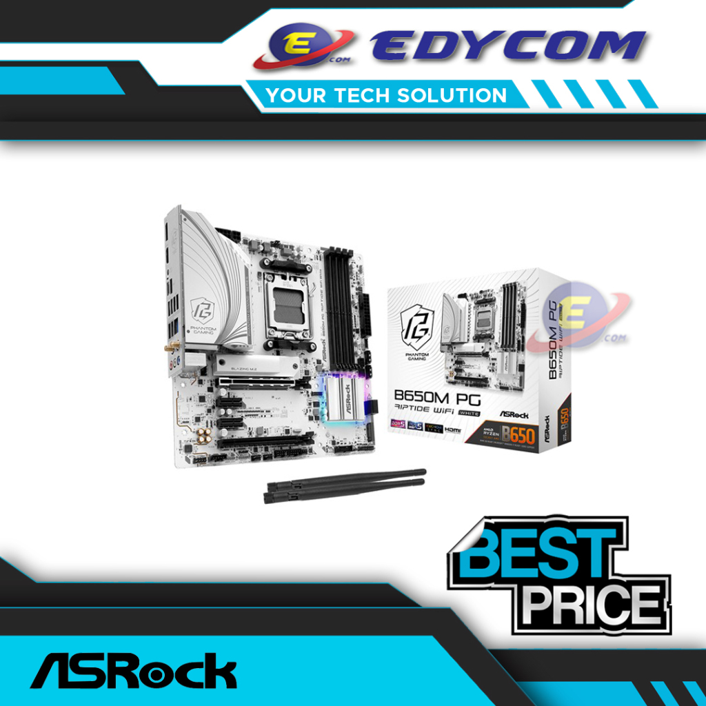 Jual ASRock B650M PG Riptide WIFI White (AM5, AMD B650, DDR5, Type-C ...