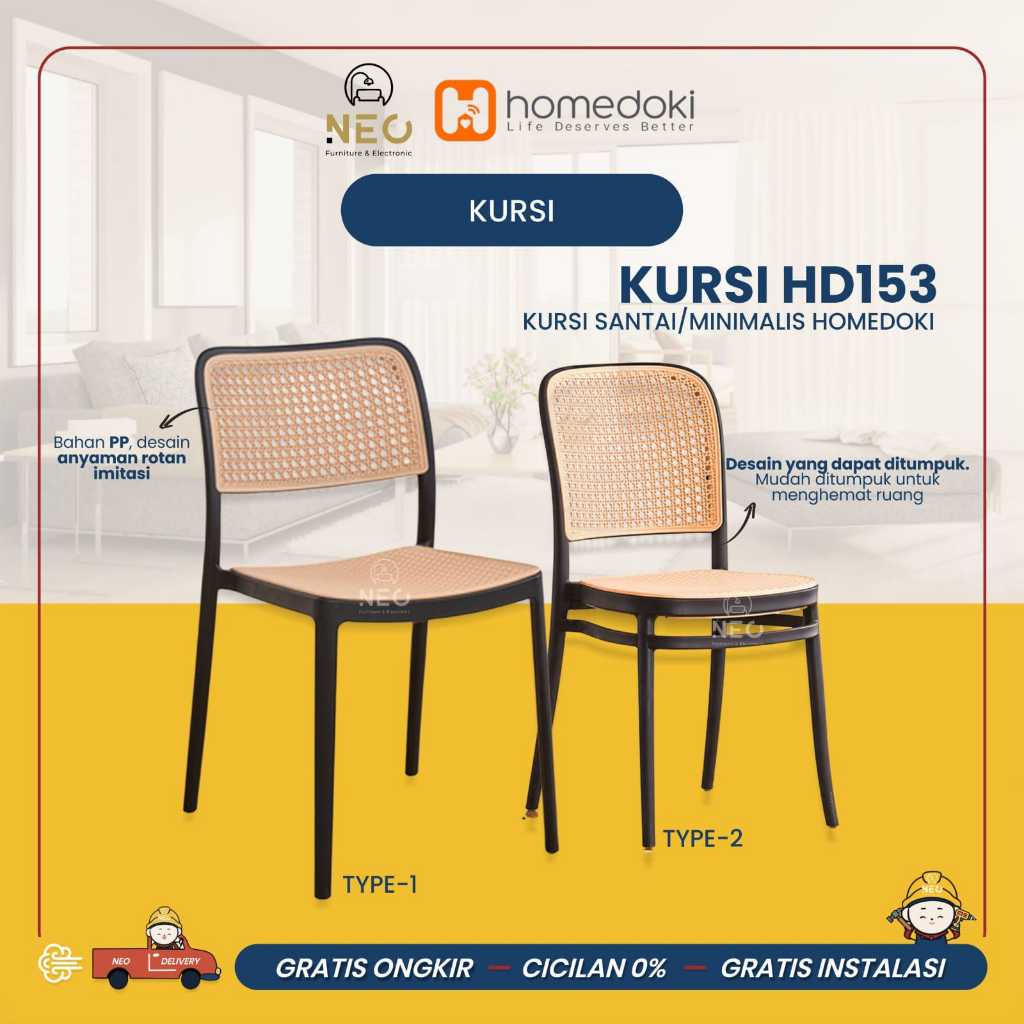 Jual NEO - KURSI MAKAN HD 153 TYPE 2 WHITE & BLACK KURSI SEMI ROTAN ...