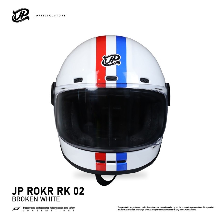 Jual Helm Fullface Retro JP Rokr - RK 02 - Broken White GLoss | Shopee ...
