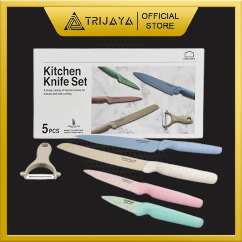 Jual KITCHEN KNIFE 5 SET COOKPLUS LOCK & LOCK ( Pastel ) /Pisau Dapur ...