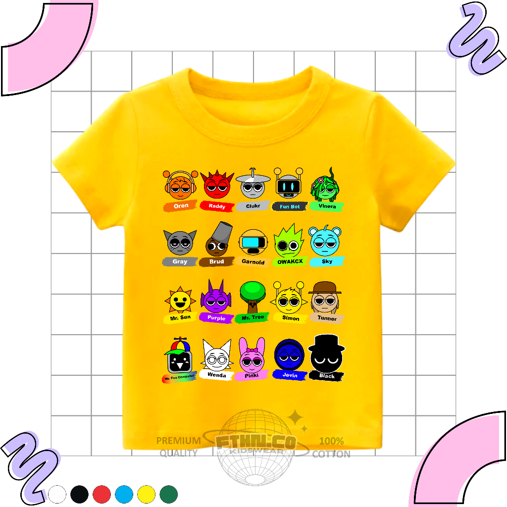 Jual Baju Kaos Anak Karakter Sprunki Incredibox Bahan Katun 30s Usia 1 ...