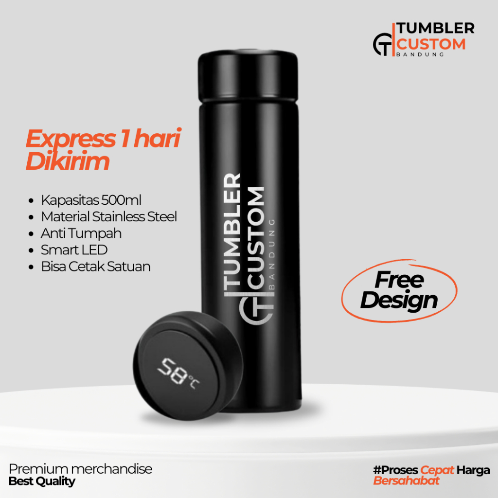 Jual Tumbler Sakura LED custom Laser grafir Nama/Logo/Karakter Botol ...