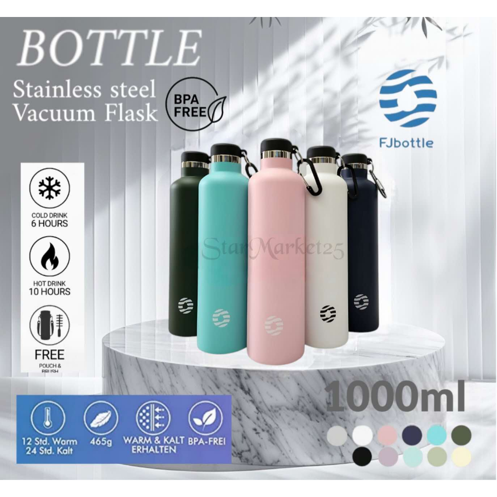 Jual FJBOTTLE - Botol Stainless Steel Kapasitas 1Liter Free Pouch ...