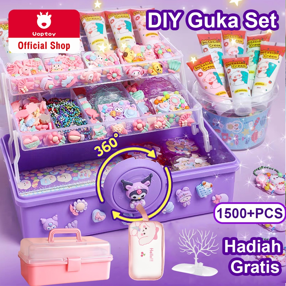 Jual Uoptoy 1500+Pcs DIY Gantungan Kunci DIY Guka Set DIY Deco Cream ...