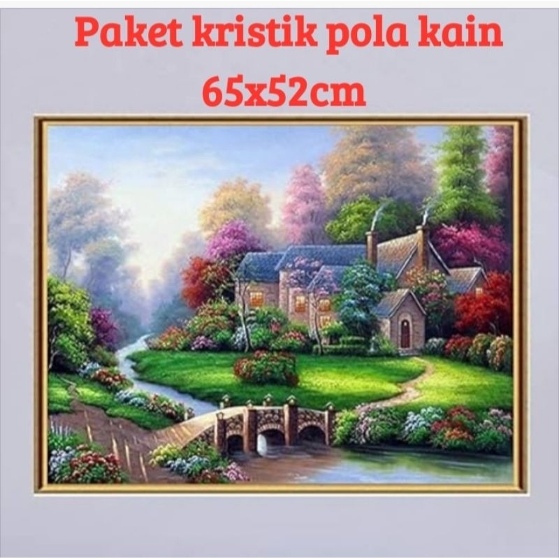 Jual DIY Paket kristik rumah eropa village house garden pola kain full ...