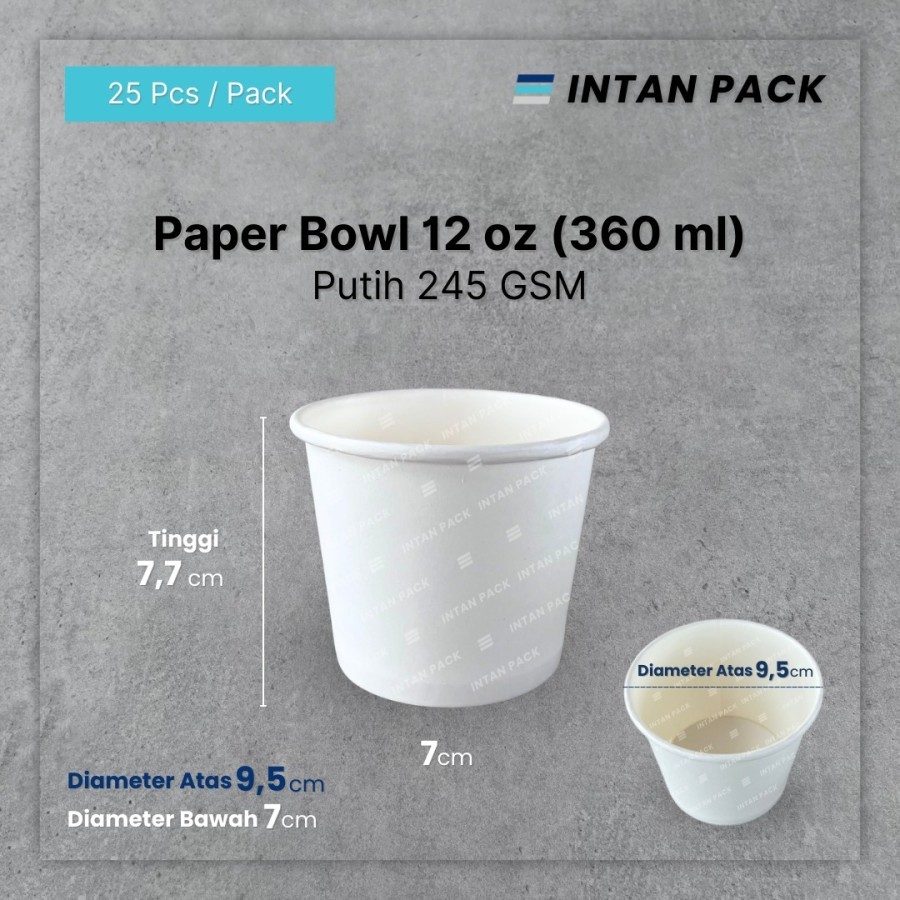 Jual Paper Bowl Putih 12 oz 360 ml / Mangkok Kertas + Tutup (25 pcs ...