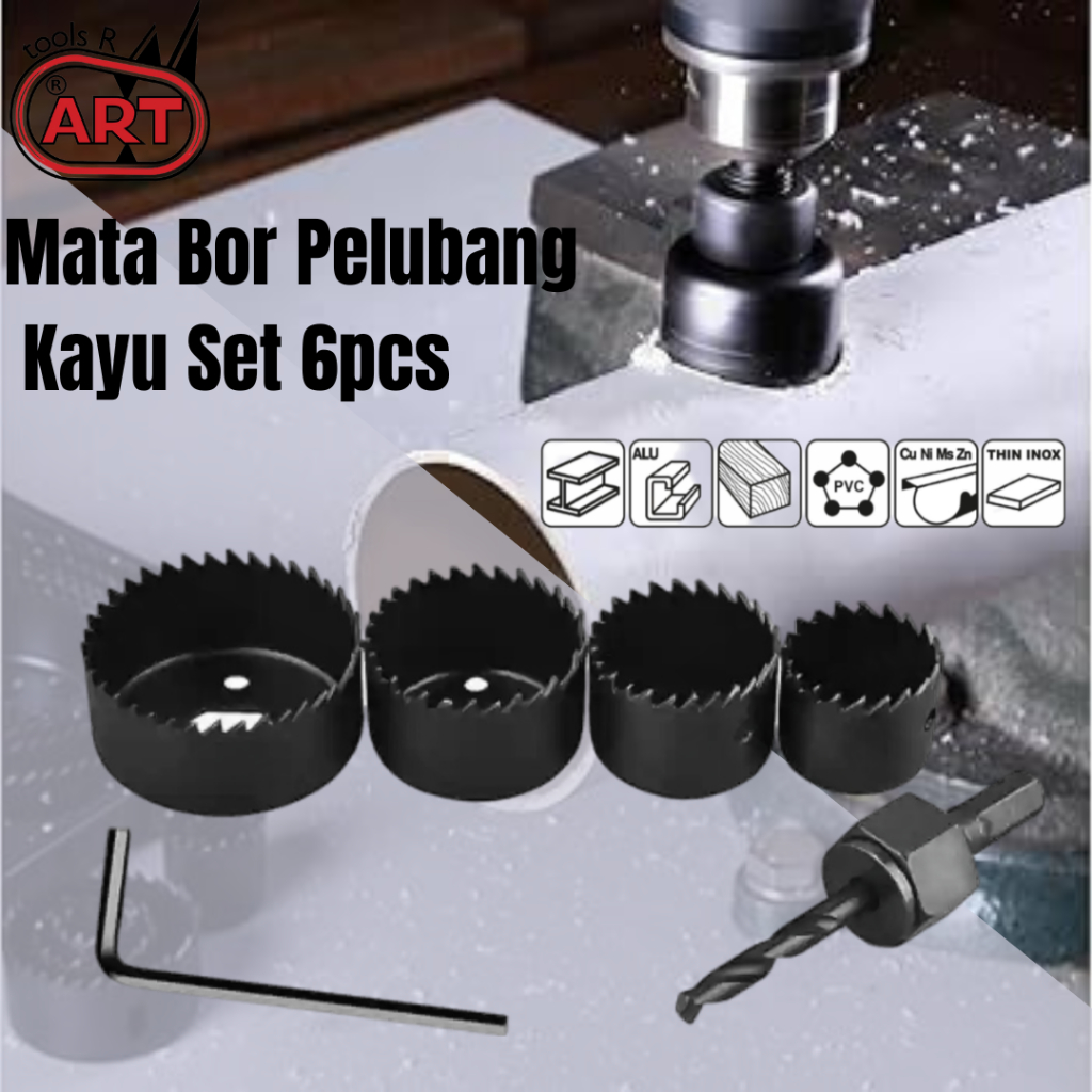 Jual Mata Bor Hole Saw Set 6 pcs - Mata Bor Hidropinik Holesaw Kayu ...