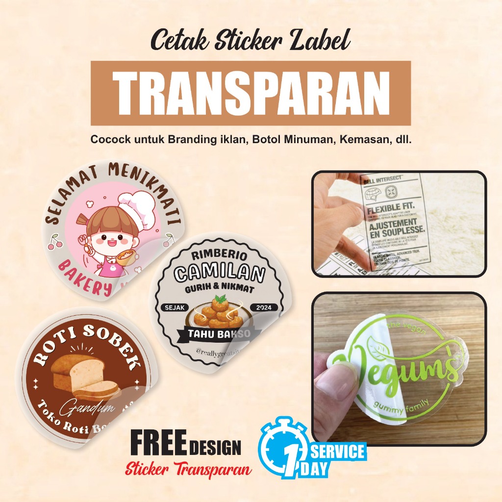 Jual sticker transparan custum / sticker toples lebaran / cetak sticker ...