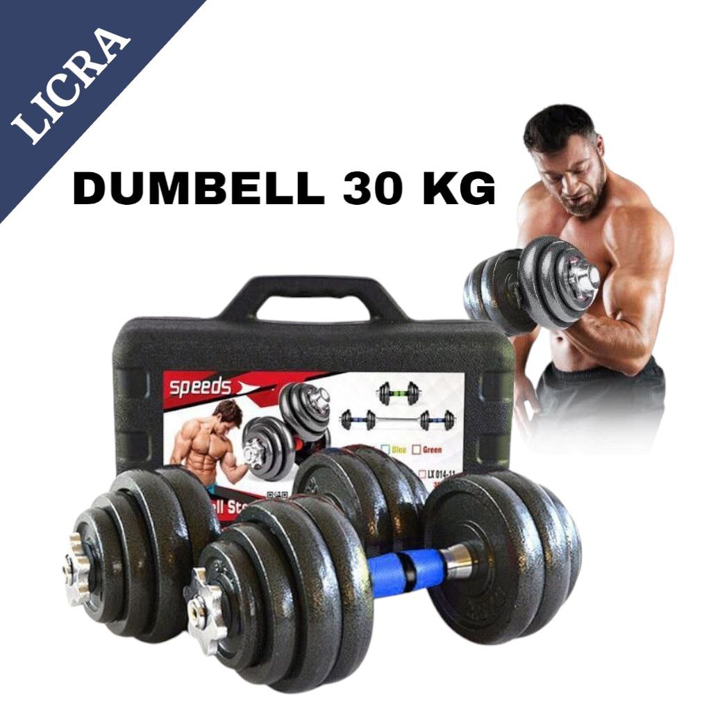 Jual LICRA Dumbell Set Max 30kg Dumbell Barbel Alat Fitness Set FREE BOX LY014 | Shopee Indonesia