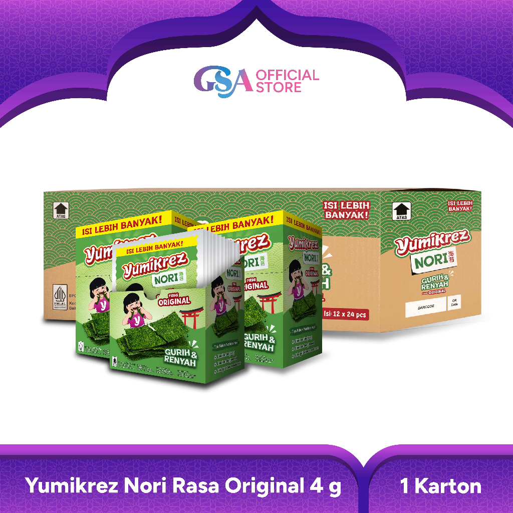 Jual Yumikrez Nori 1 Karton Rasa Original Rumput laut isi 5 Inner Box | Shopee Indonesia
