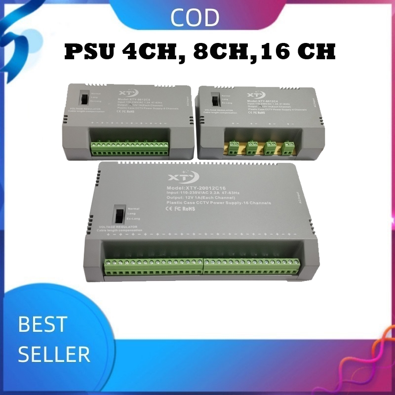 Jual Power Supply Unit 12V 4ch 8ch 16ch CCTV Led praktis PSU Trafo ...
