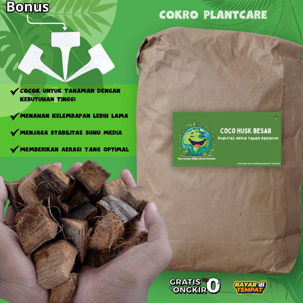 Jual Coco Husk Cocochip Media Tanaman ukuran Besar 5 Liter - Cokro ...
