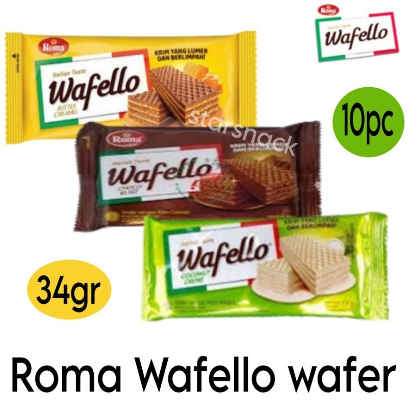 Jual Roma Wafello wafer 34gr isi 10bj | Shopee Indonesia