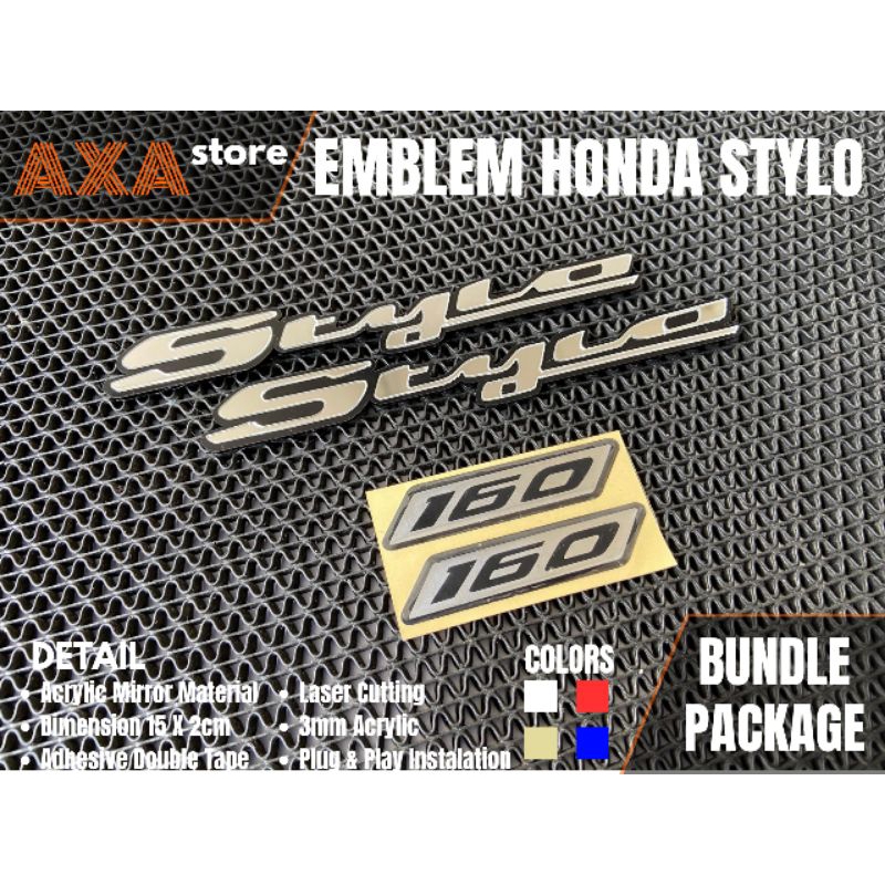 Jual EMBLEM HONDA STYLO 3D ACRYLIC + CC160 RESIN KARET 1set = Masing ...