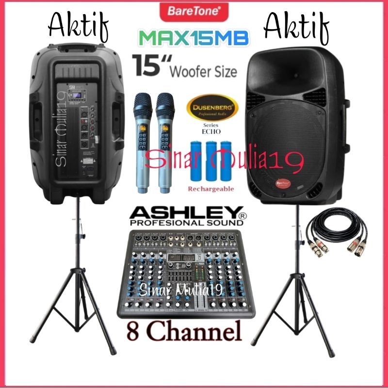 Jual Paket Sound System Speaker Aktif 15 Inch BareTone Max15mb Mixer ...