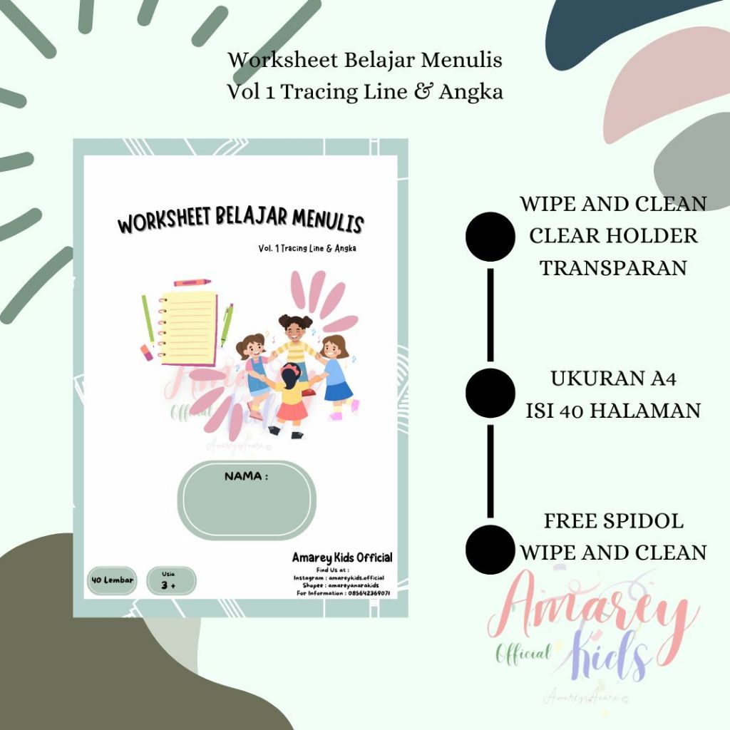 Jual amareyanarakids Worksheet Belajar Menulis Vol 1 Tracing Line ...