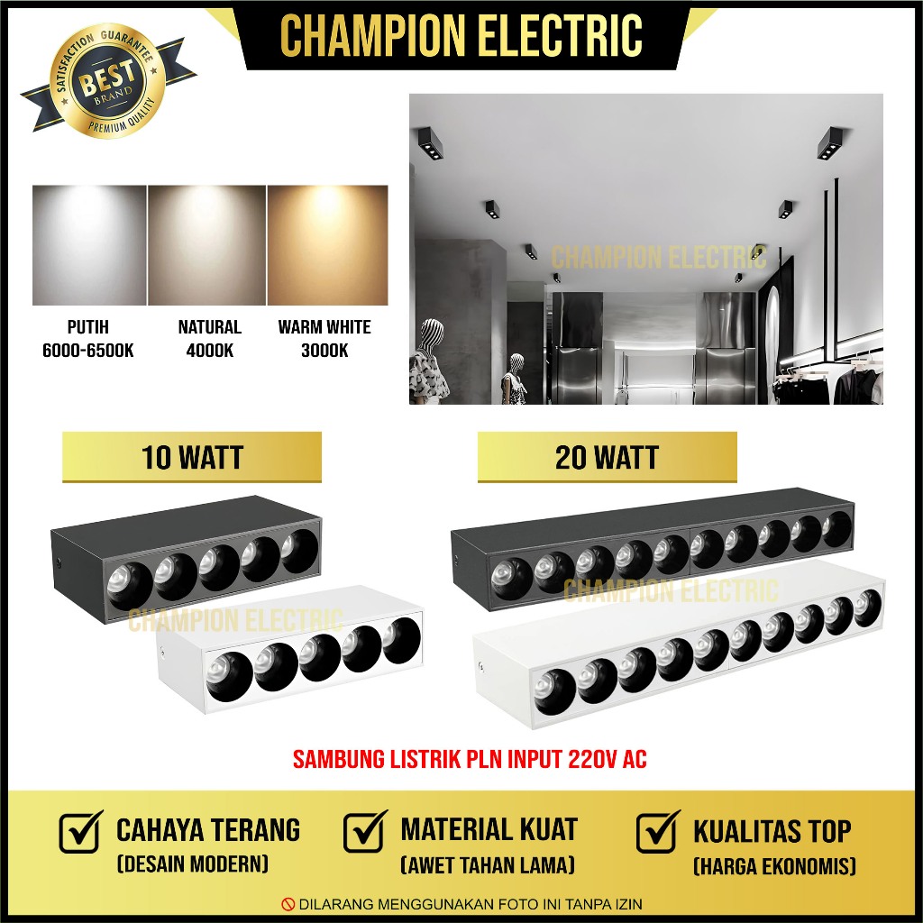 Jual Downlight Outbow Spotlight LED 10W 20W Kotak Panjang - Lampu Sorot ...