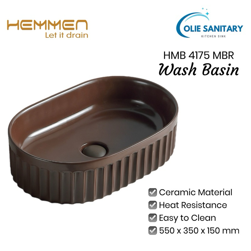 Jual Hemmen HMB 4175 Wastafel Basin Keramik Wash Basin Top Table Luxury ...