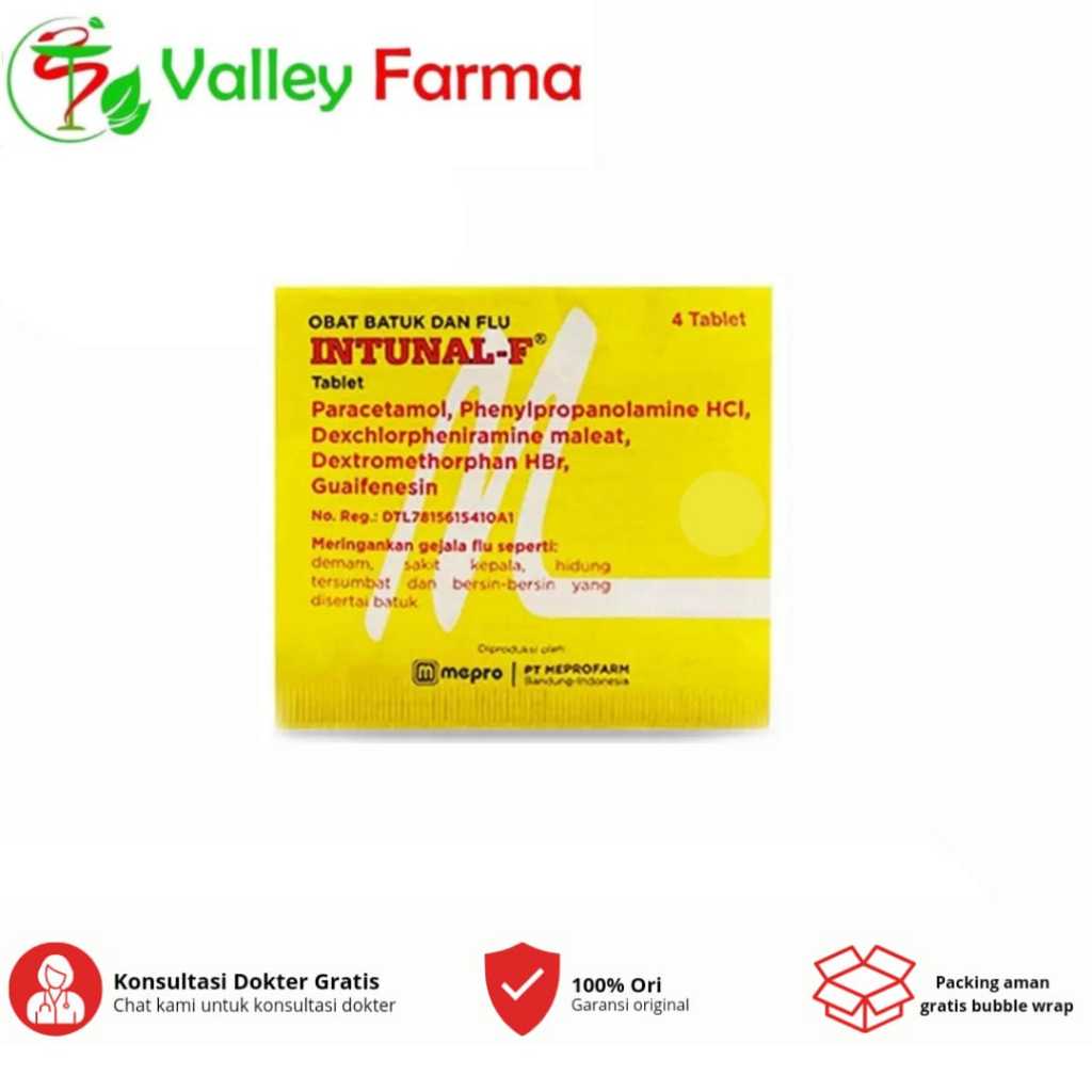 Jual Intunal F Forte Strip Isi 4 Tablet Meredakan Demam Batuk Pilek ...