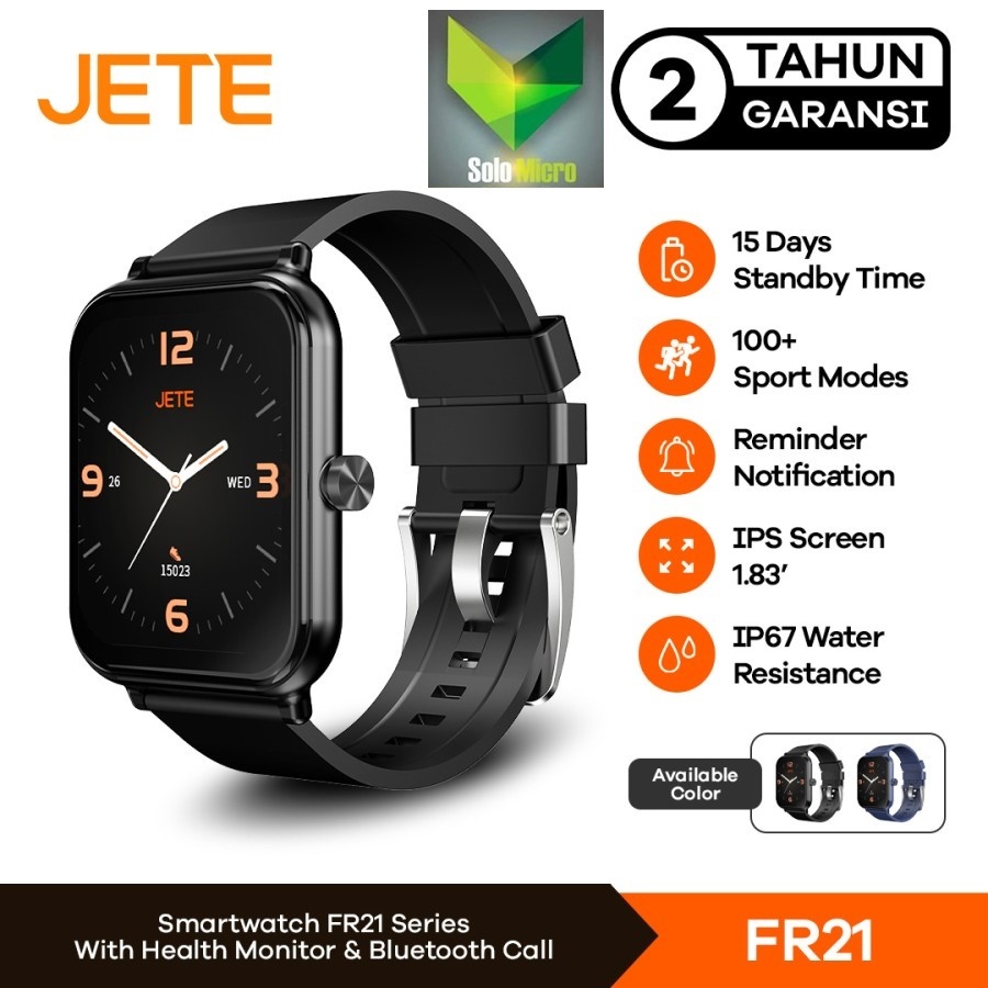 Jual JETE Smartwatch FR21 Sport Mode 100 Watch Face With IP67 Garansi | Shopee Indonesia