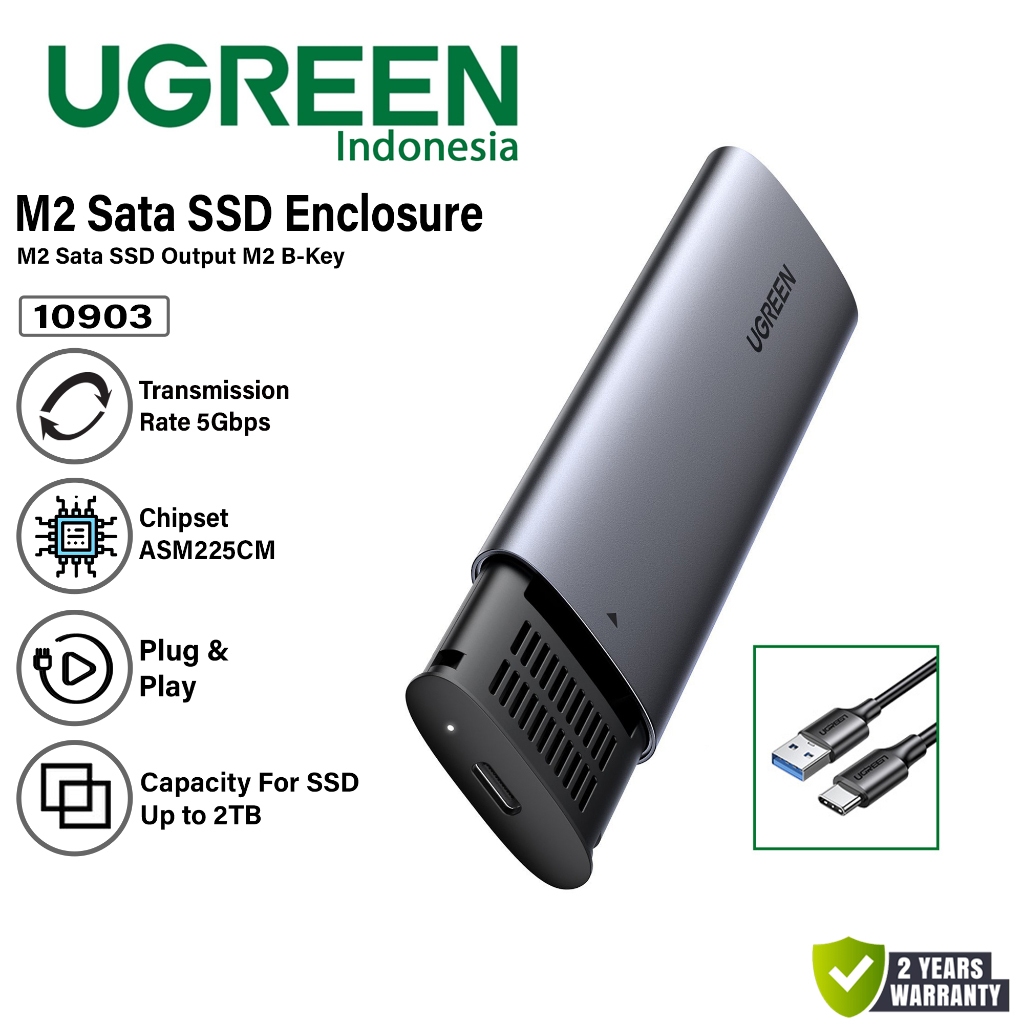 Jual UGREEN 10903 Casing SSD M.2 Enclosure NGFF / SATA to USB A 3.1 ...