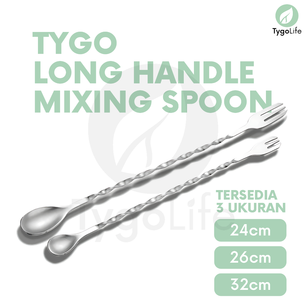 Jual TYGO LONG HANDLE MIXING COCKTAIL SPOON FORK 24CM 26CM 32CM ...