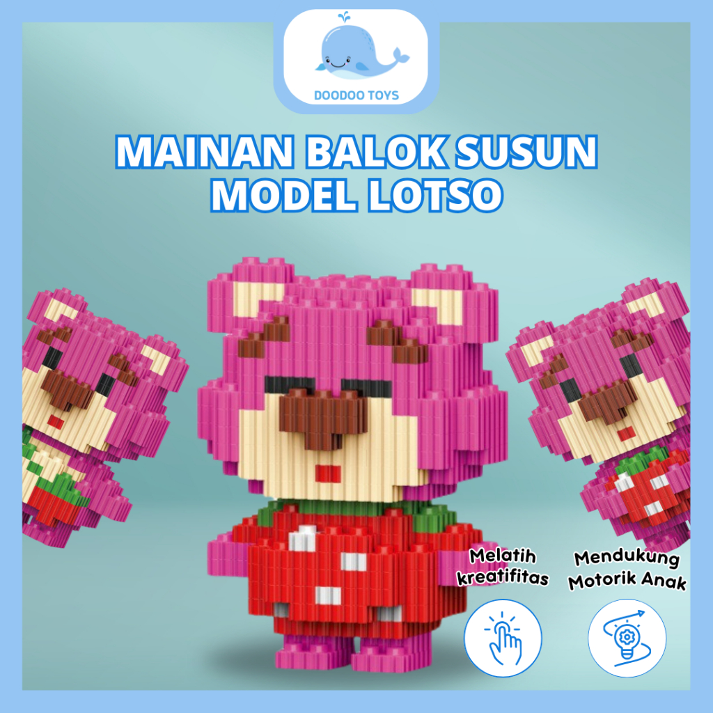 Jual Doodoo Nano Block Mainan Balok Susun Lotso Strawberry Beruang Pink ...