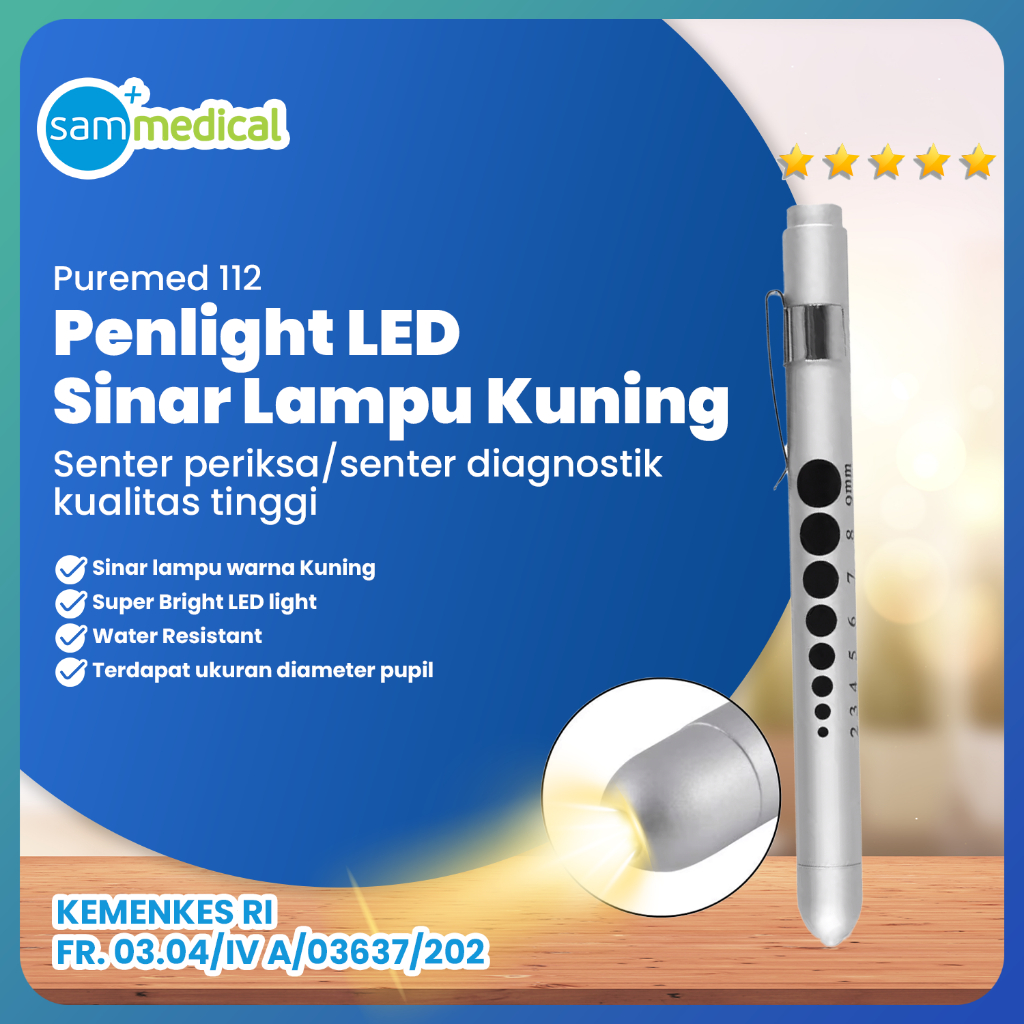 Jual Puremed Penlight- PRM-112 / Lampu Kuning + Batterai / Senter Medis ...