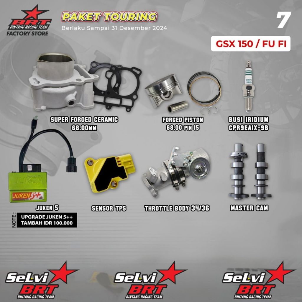 Jual PAKET TOURING BRT BLOK CERAMIC SET PISTON BUSI IRIDIUM ECU JUKEN 5 ...