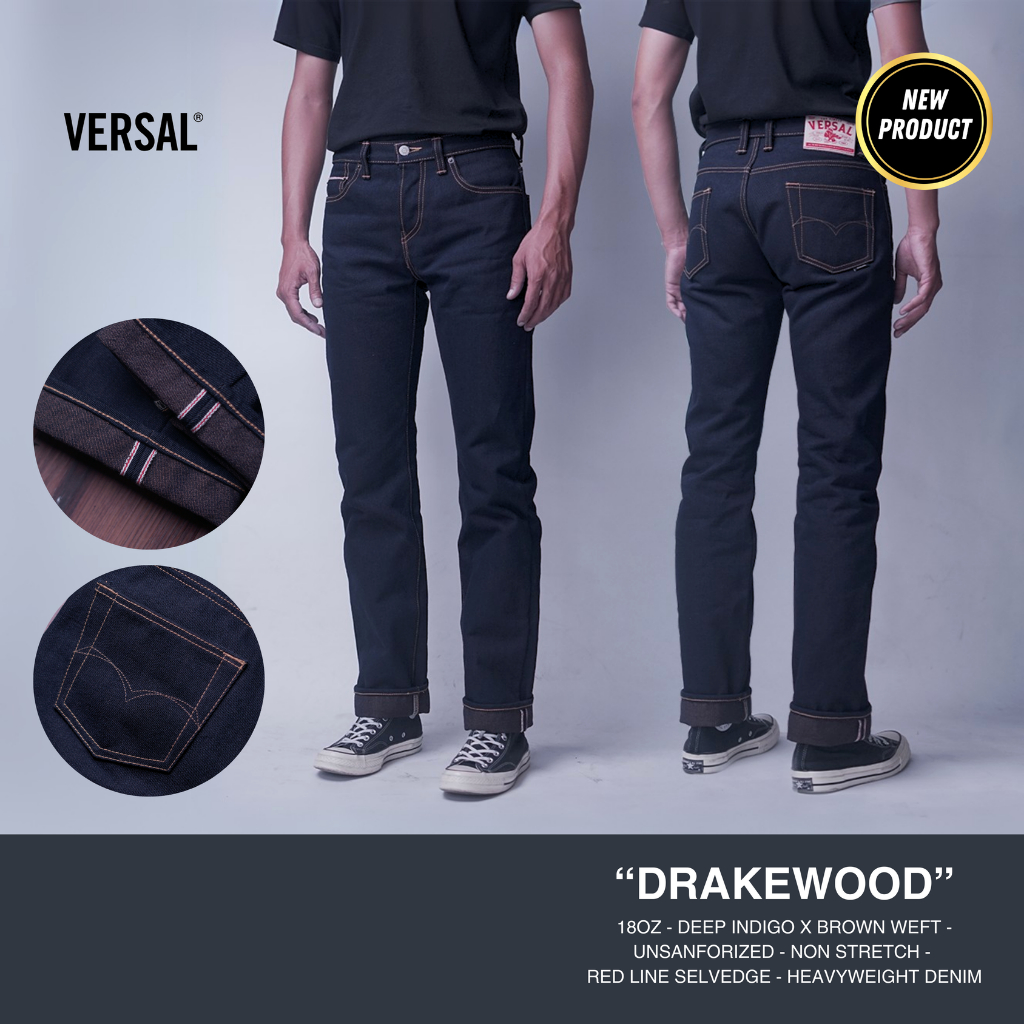 Jual Versal The Finest- DRAKE WOOD 18oz Indigo x Brown Weft Unsanforized Denim (Ready Stock ...