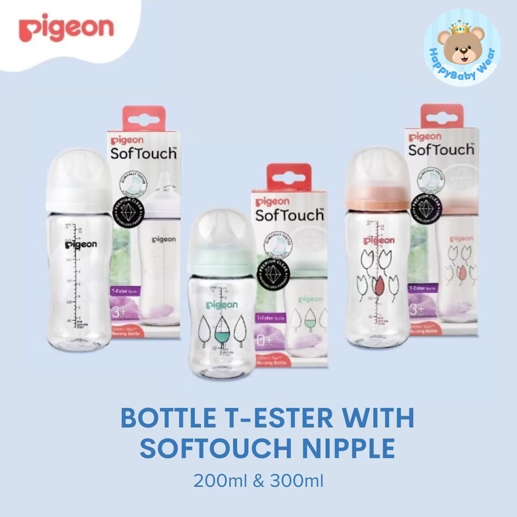 Jual PIGEON Botol T-Ester 200ml & 300ml Wide Neck BPP with SofTouch Nipple | Botol Jernih ...