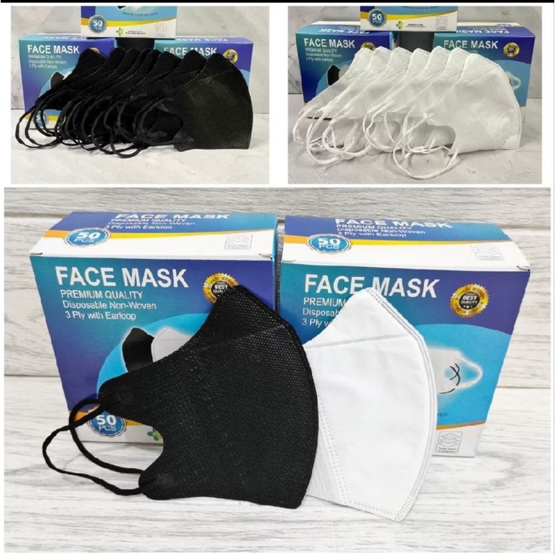 Jual Masker Duckbill Face Mask Premium Box Biru Isi 50 Pcs 3 PLY Hitam ...