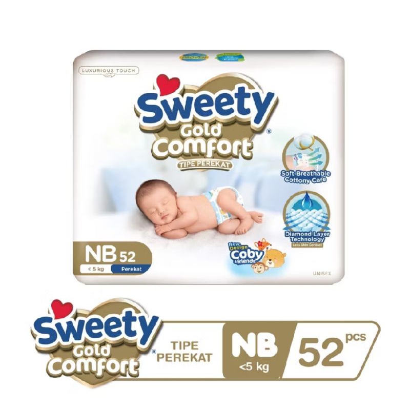 Jual Sweety Comfort Gold Tape NB 52/ pampers bayi / diaper | Shopee ...