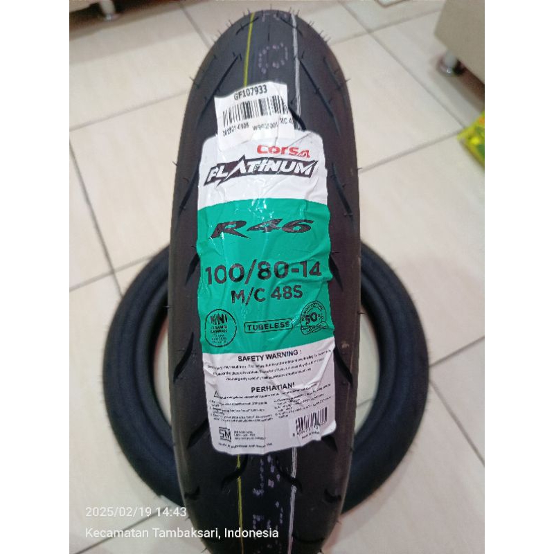 Jual Ban Ring 14 Sepasang Corsa R46 90/80-14 dan 100/80-14 Bonus Pentil ...