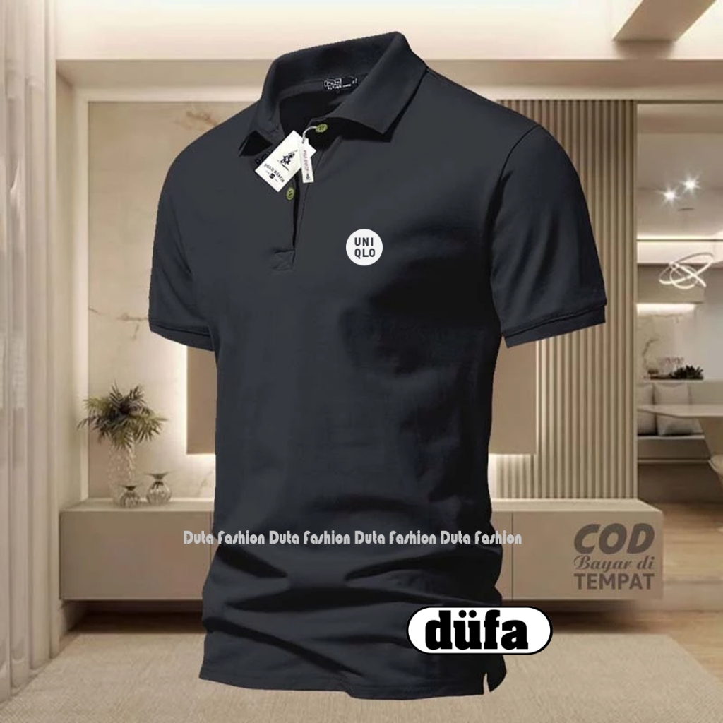Jual T-shirt Kaos POLO Kerah Logo Uniqlo Bulat Text Putih Polo Kerah ...