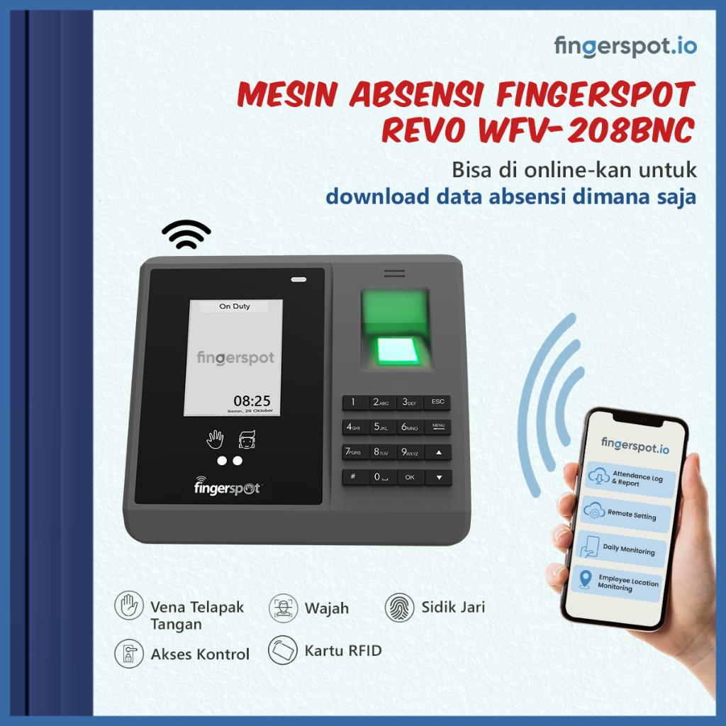 Jual MGSSB - Mesin Absensi Wajah Revo 208BNC online Wifi fingerprint ...