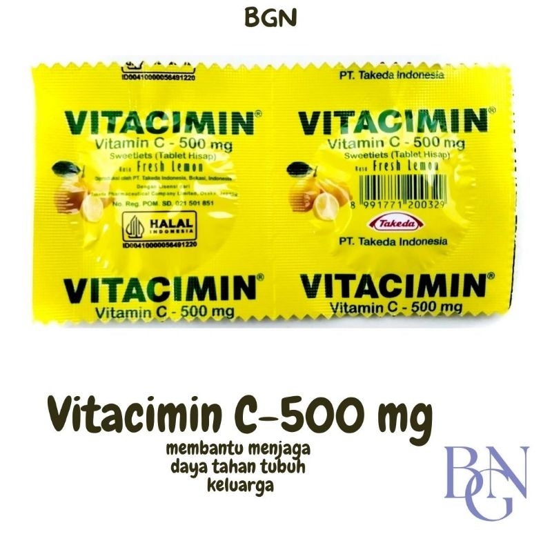 Jual PROMO Vitacimin C 500 Mg Rasa Fresh Lemon 1 strip isi 2 tablet ...