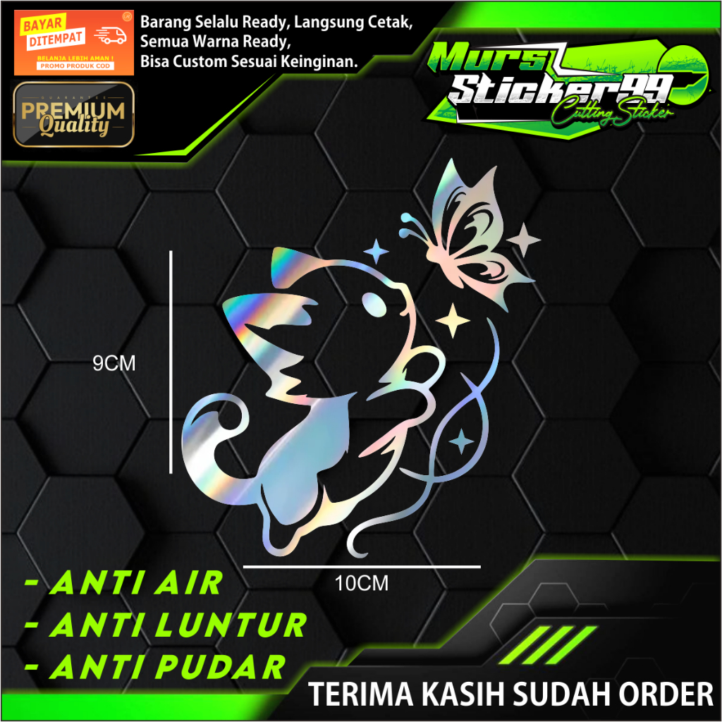 Jual Sticker KUCING DAN KUPU KUPU Cocok Untuk Motor , Mobil Dan Lain ...