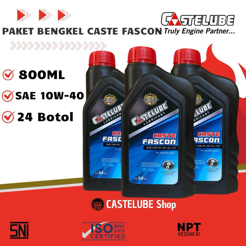 Jual Castelube Fascon Matic 24 Botol 10W-40 800ml(Paket Bengkel) | Shopee Indonesia