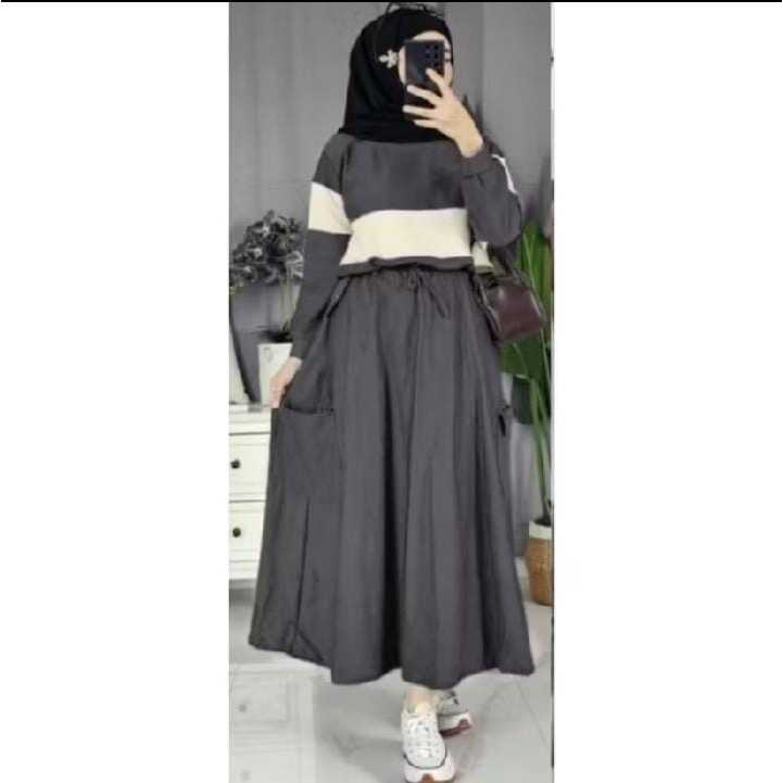 Jual Baju Setelan Rok cargo blaster Jisana Set Jumbo/Set Jisana Cargo ...