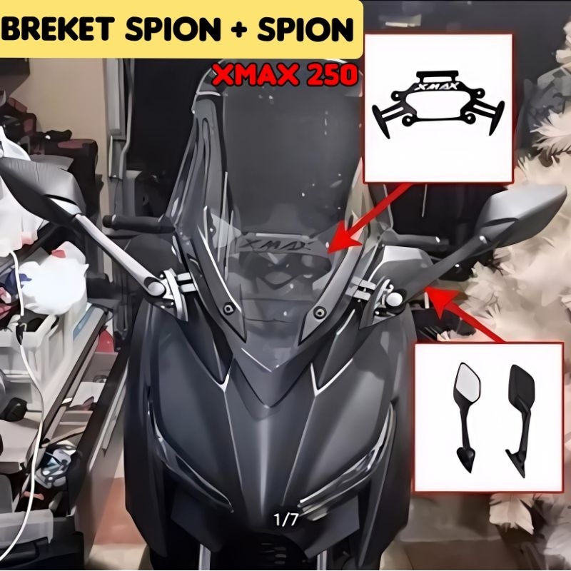 Jual Breket Spion Xmax Nitex Spion R25 pendek panjang PAKET | Shopee ...