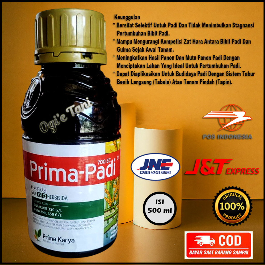 Jual HERBISIDA PRIMA PADI 700 EC, Racun rumput untuk padi, Isi 500ml ...