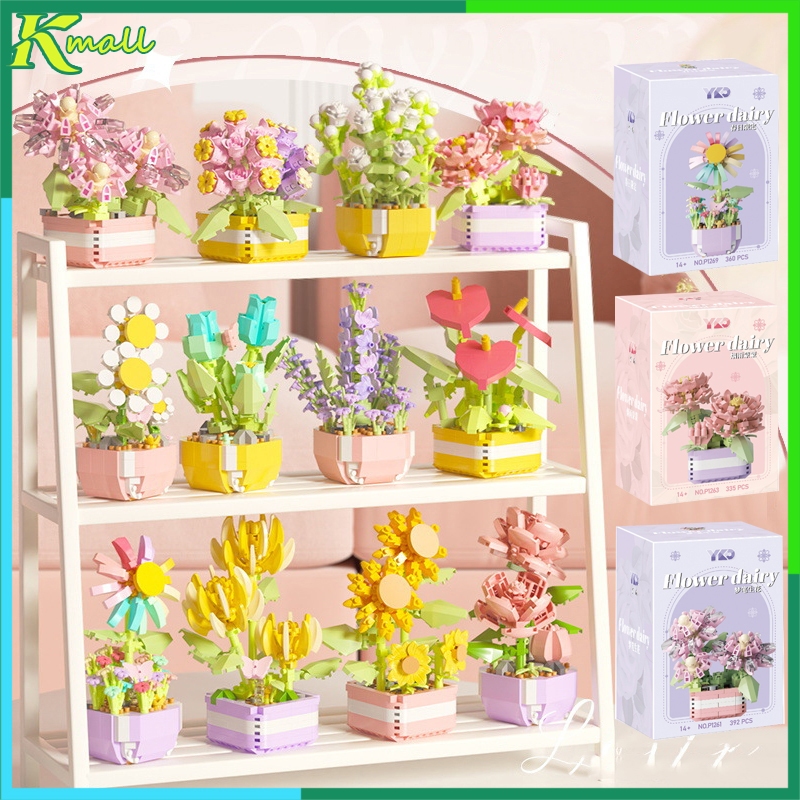 Jual Bunga Mainan Balok Building Block DIY Pot Bunga Nano Bricks Balok ...