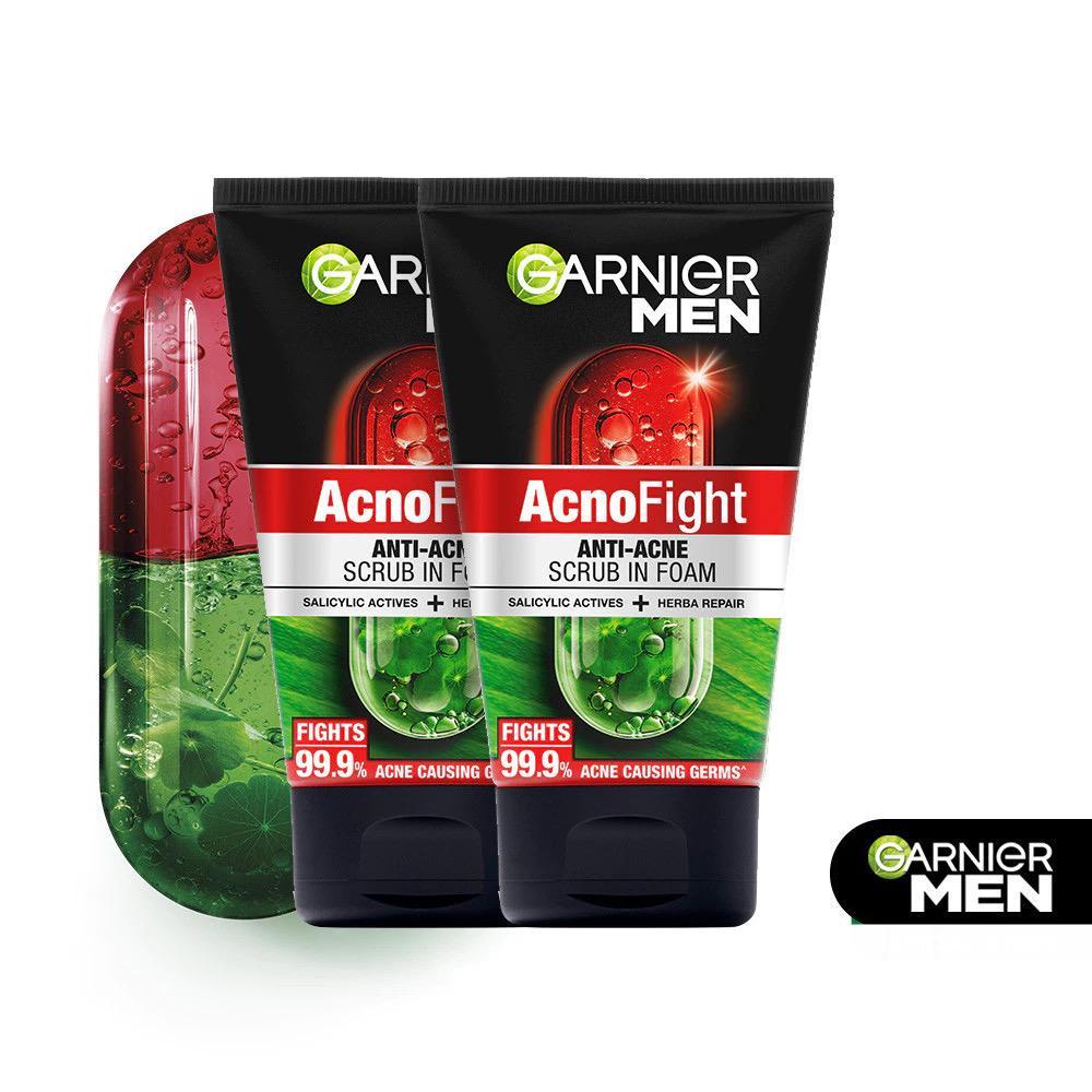 Jual Garnier men Acno Fight Anti-Acne Scrub in Foam 100ml | Shopee Indonesia