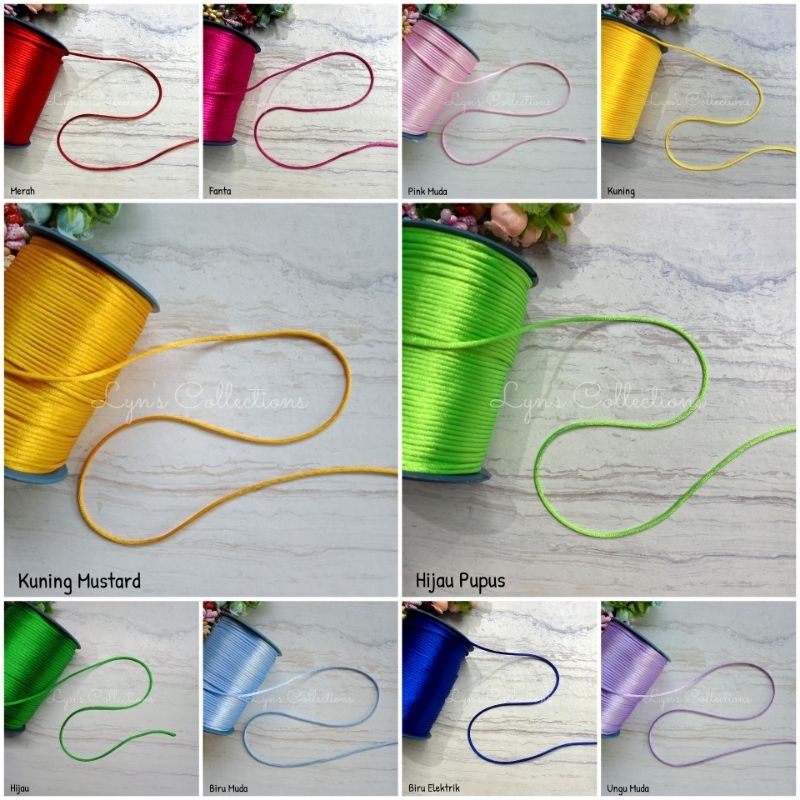 Jual (1yard = 90cm) Tali Shanghai 2mm | Tali Cina Satin Kilat | Shopee ...