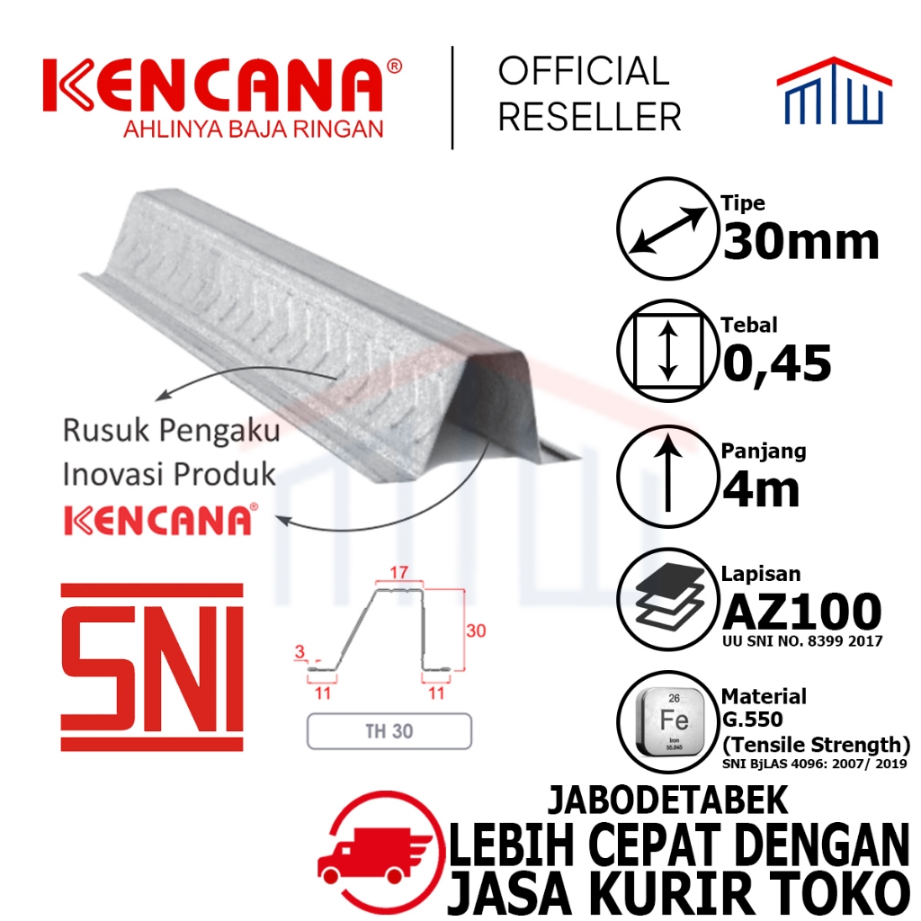 Jual Reng Kecil Baja Ringan KENCANA Asimetris Reng TH 30, 0,45 Standard ...