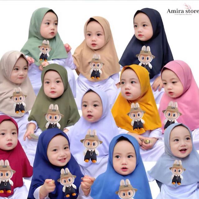 Jual Kerudung Instan Labubu Anak Muslim Hijab Anak Bayi Labubu Bergo ...